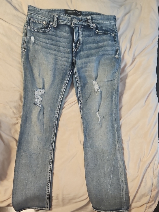 Express | Jeans | Express Womens Light Wash Straight Leg Distressed ...